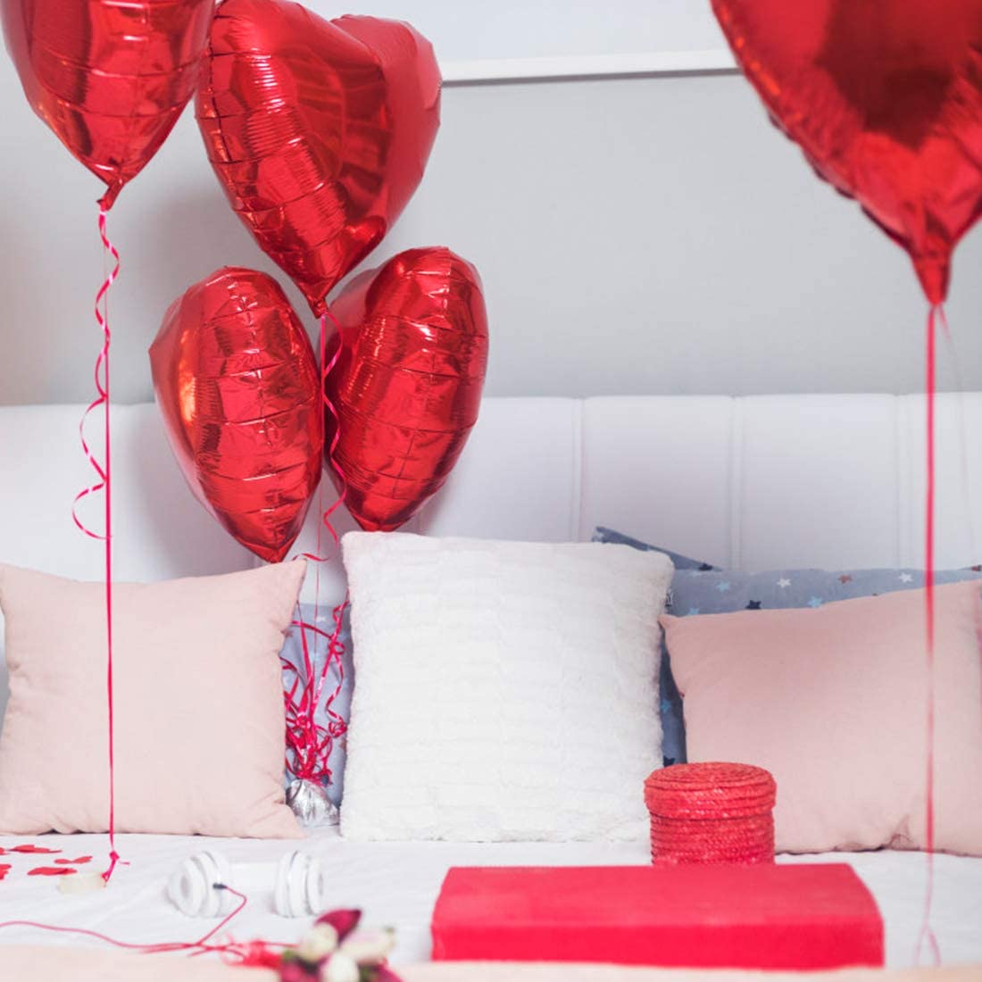 Set 50 baloane, Model Inima, 18 inch, Rosu - eMAG.ro