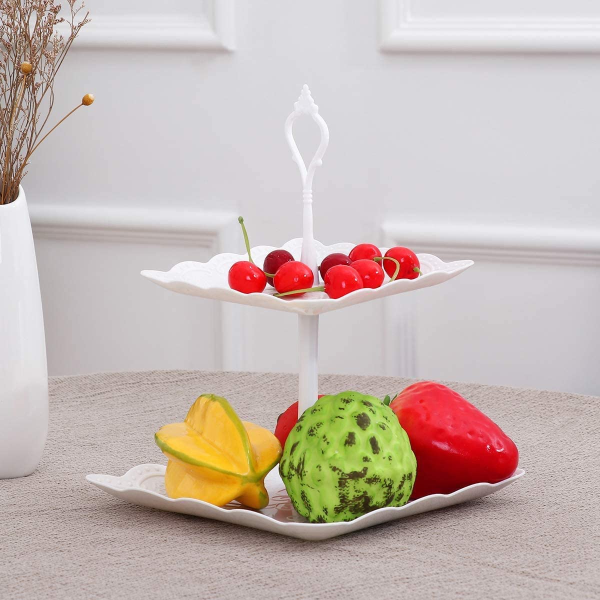 Suport Tort Plastic 3 Etaje 37 Cm Alb Emagro 