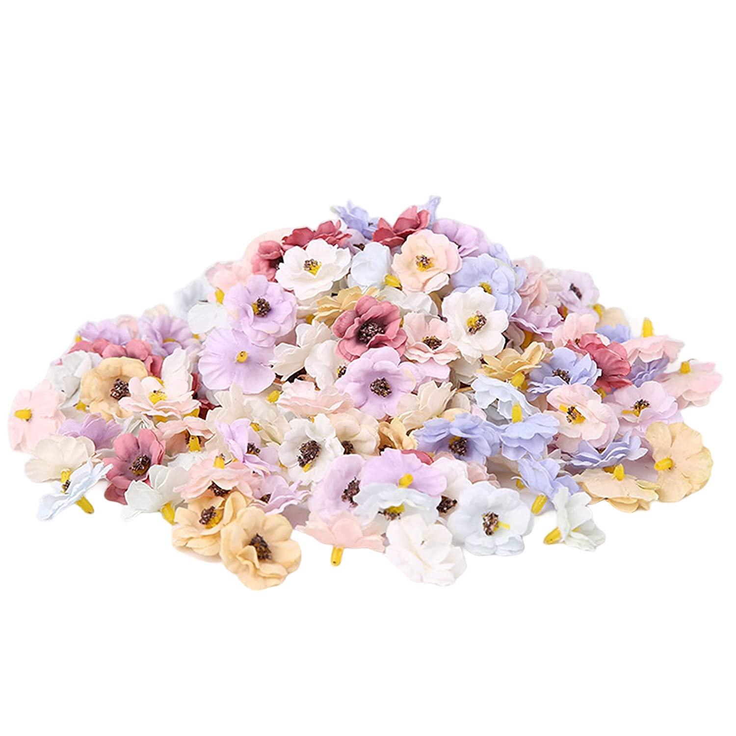 Set 50 flori artificiale decorative, Matase/Viscoza, 3 cm, Multicolor ...