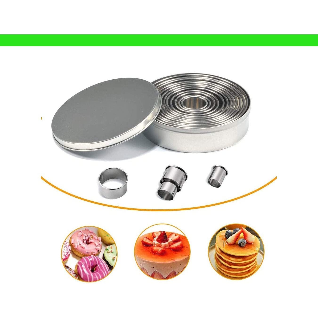 Set 12 taietoare rotunde pentru prajituri, Inox, Argintiu - eMAG.ro