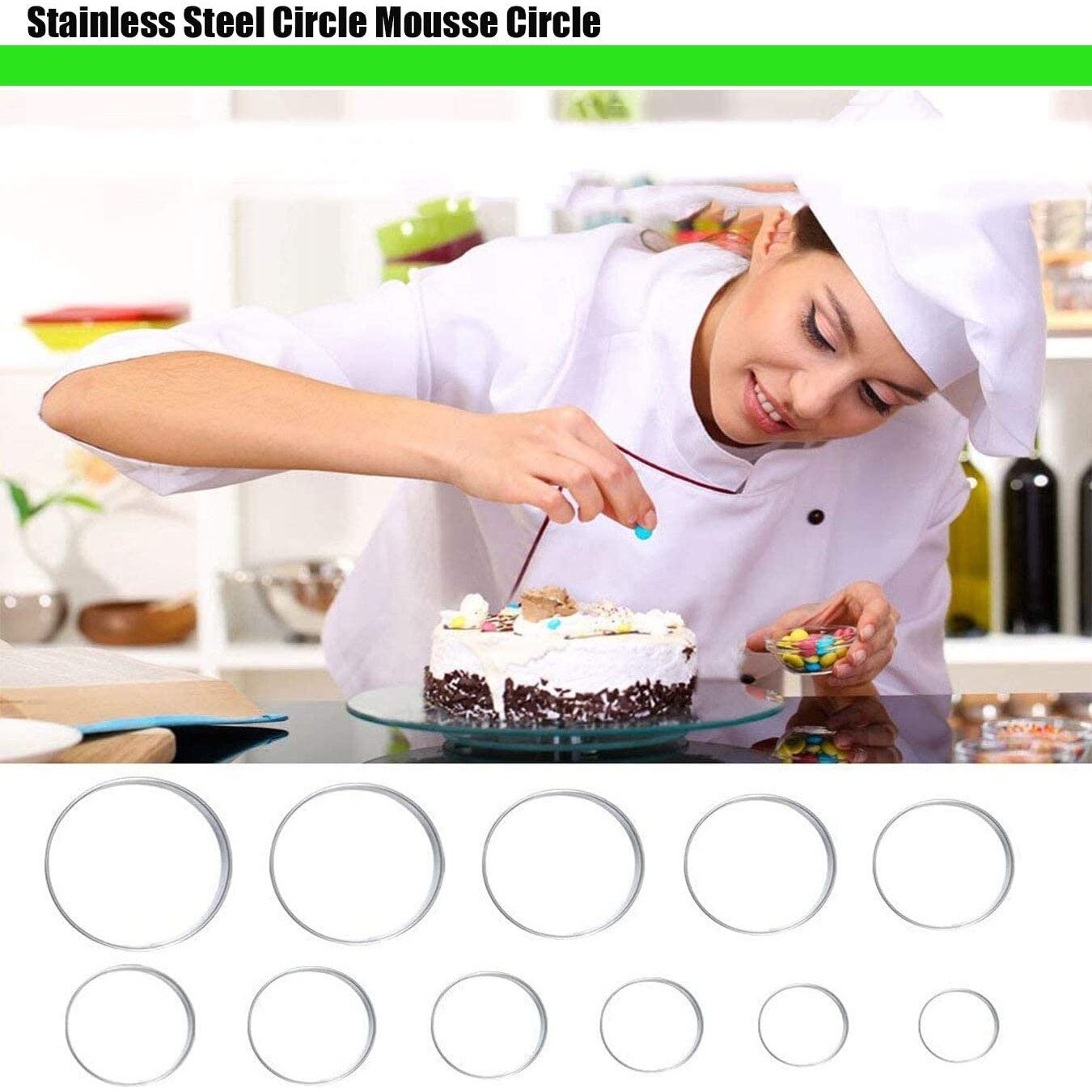 Set 12 taietoare rotunde pentru prajituri, Inox, Argintiu - eMAG.ro