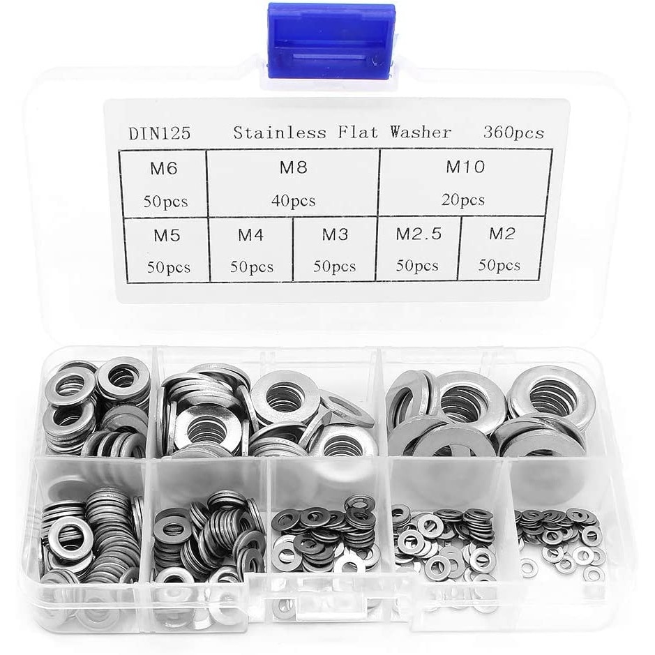 Kit asortiment de saibe plate, Otel inoxidabil, 360 de bucati, M2 M2.5 ...