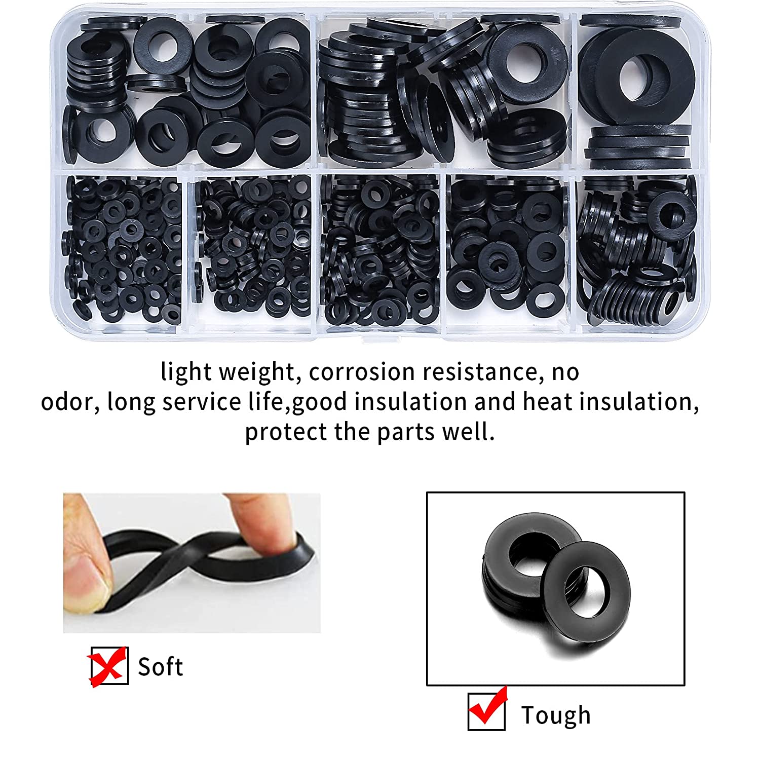 Set 500 Saibe plate, Nailon, M2/M2.5/M3/M4/M5/M6/M8/M10, Negru - eMAG.ro