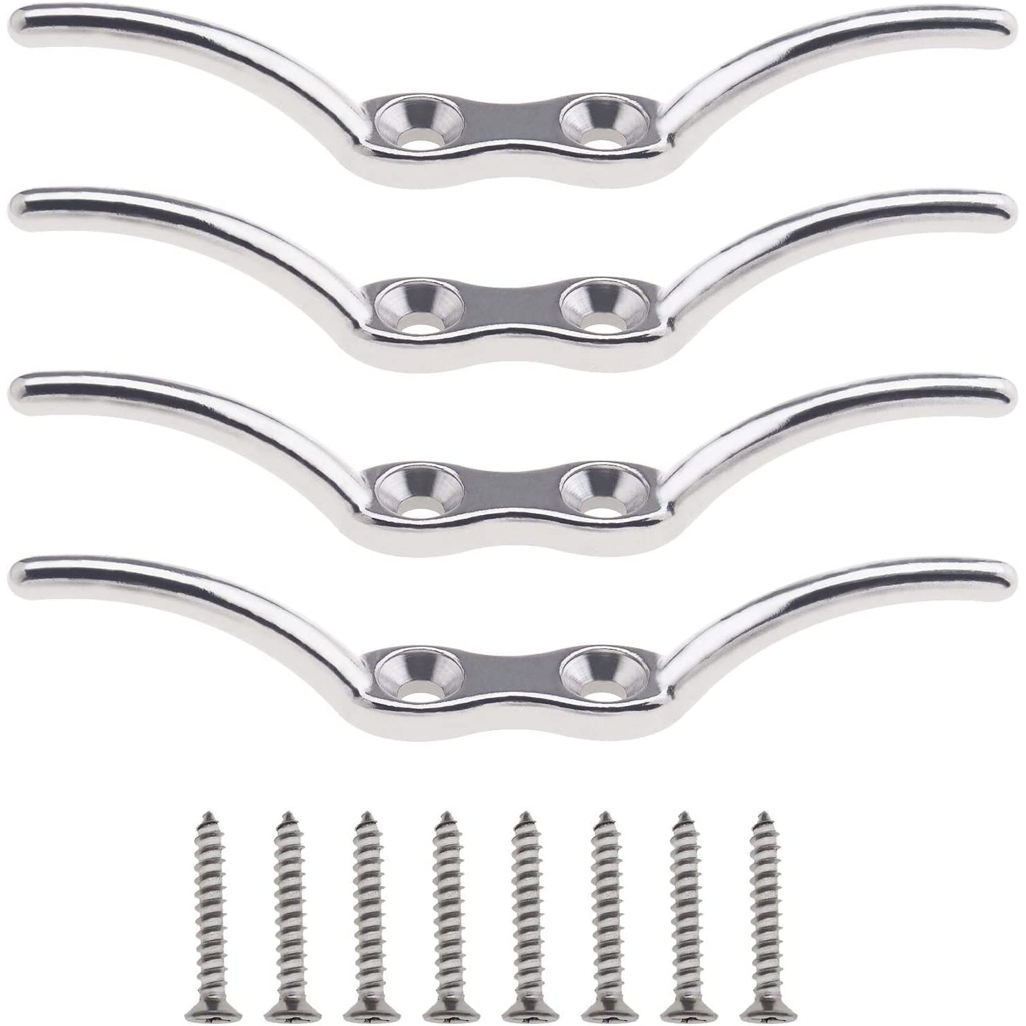Set 4 carlige fixare, Otel inoxidabil, 4", Argintiu - eMAG.ro