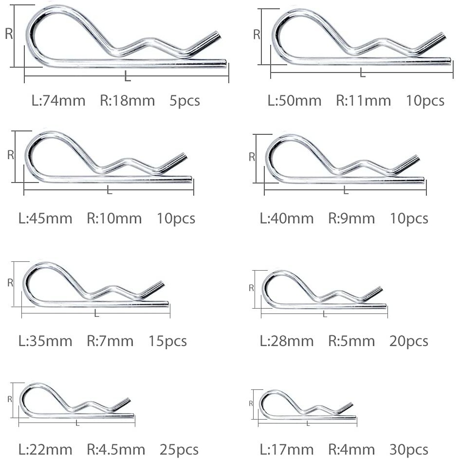 Set 125 Stifturi de prindere, Otel, Argintiu - eMAG.ro