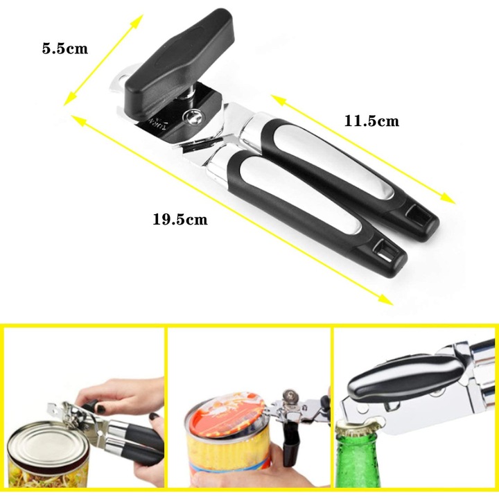 Desfacator conserve 3 in 1, Otel inoxidabil/Cauciuc, 19x5.5 cm ...