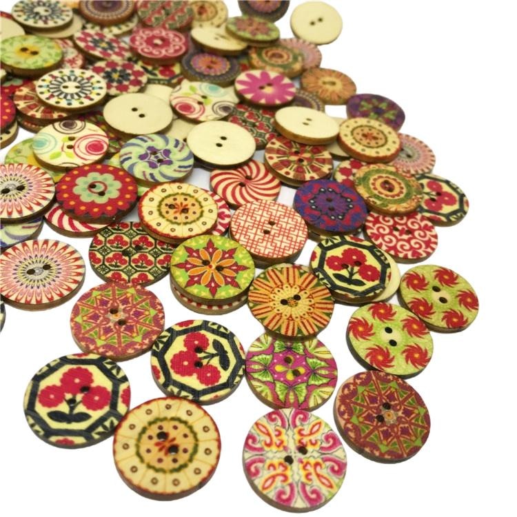 Set 100 nasturi, Lemn, 20 mm, Multicolor - eMAG.ro