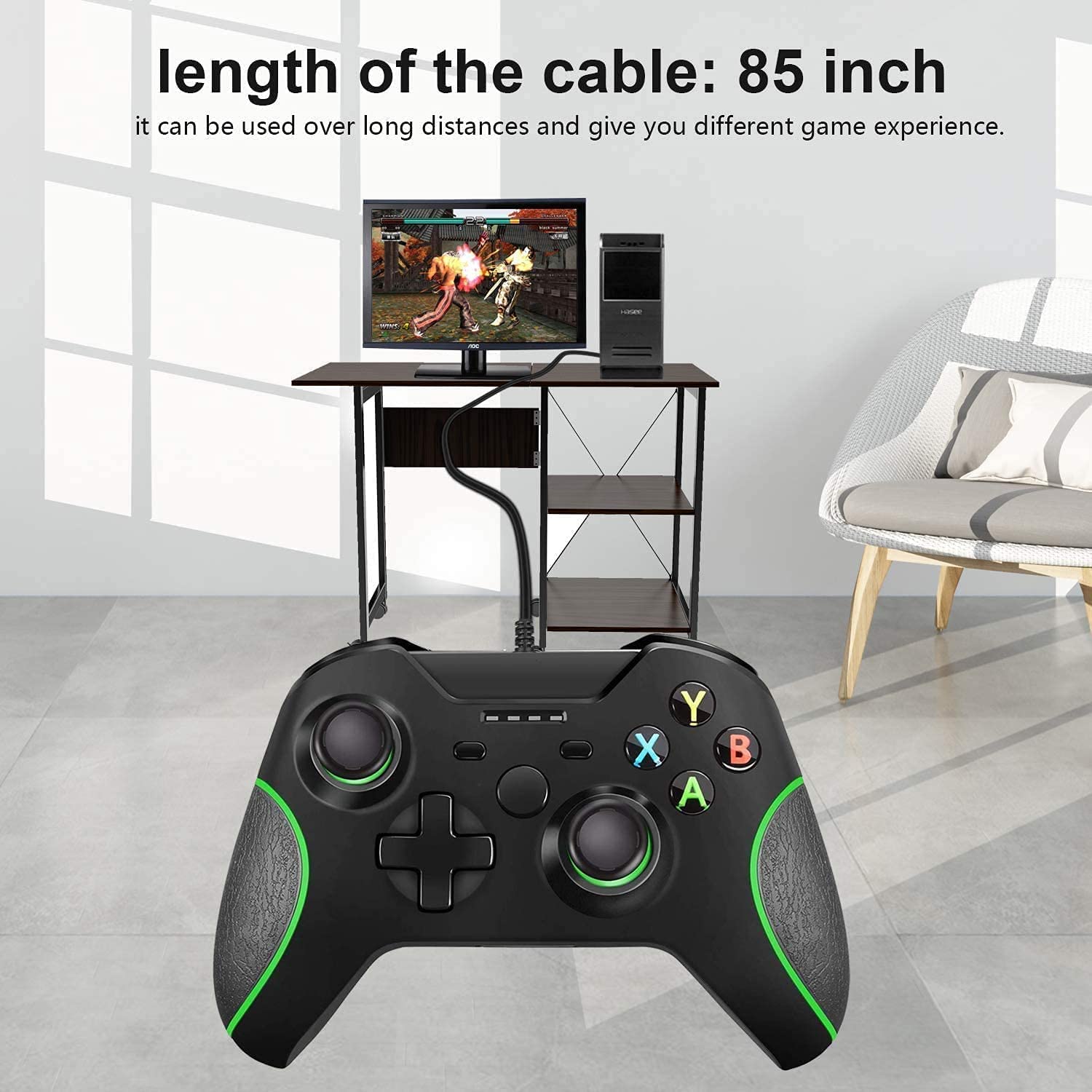 Controler cu fir, Xbox One, Ergonimic, Vibratii, Negru - eMAG.ro