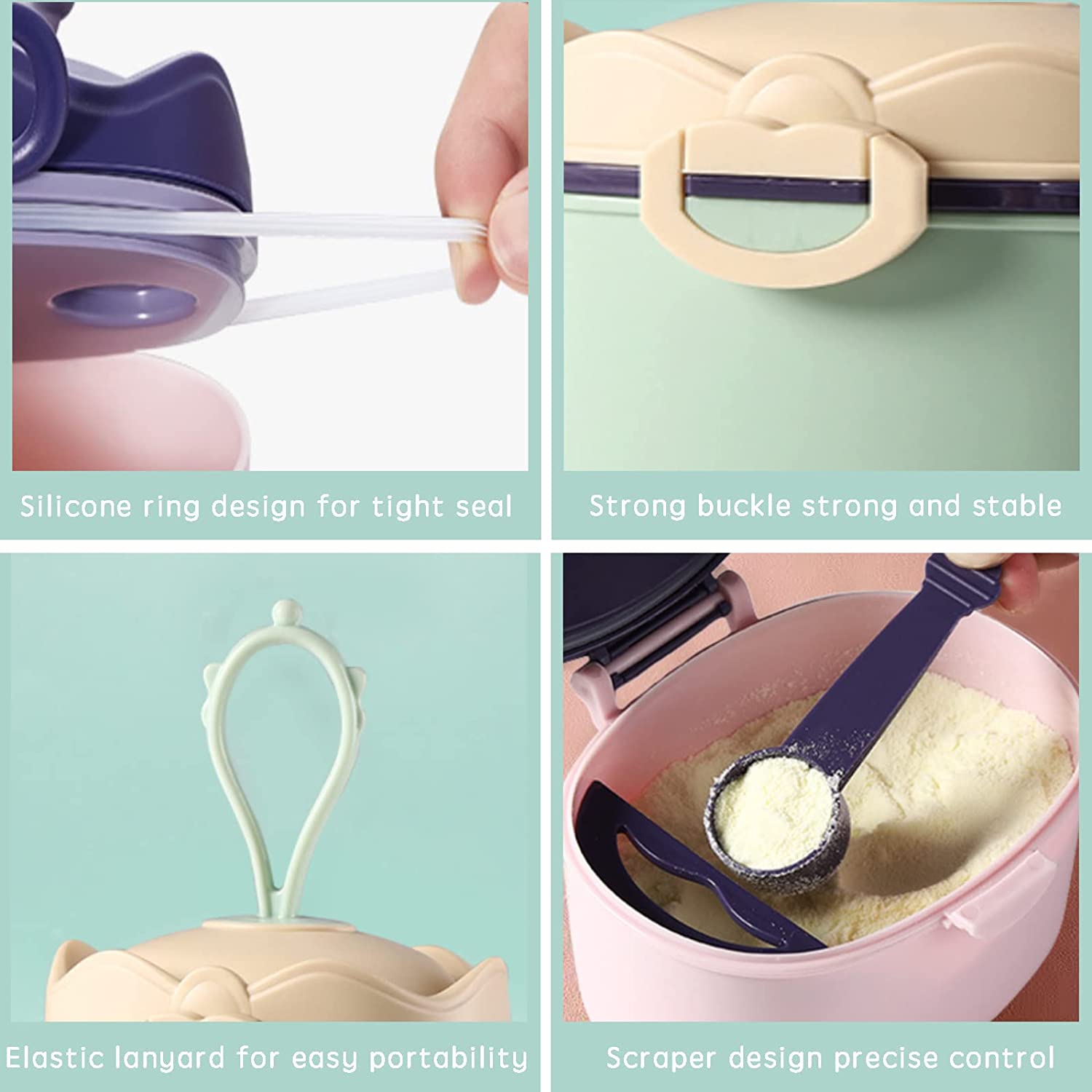 Dozator lapte praf, Plastic, 500 ml, Roz/Mov - eMAG.ro