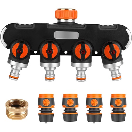 Distribuitor de apa cu 4 cai 3/4 inch si 1/2 inch, ABS/Aluminiu, Negru ...