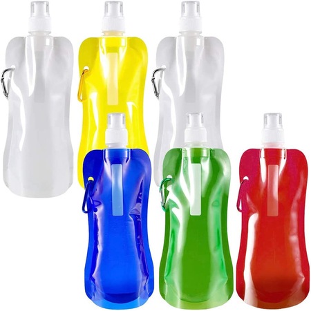 Set 6 pungi de apa pliabile, Plastic, 480 ml, Multicolor - eMAG.ro