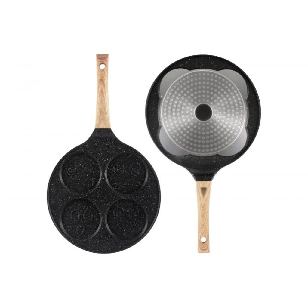 Tava 27 cm pentru crepe si clatite 4 locuri cu strat de marmura de trei ...