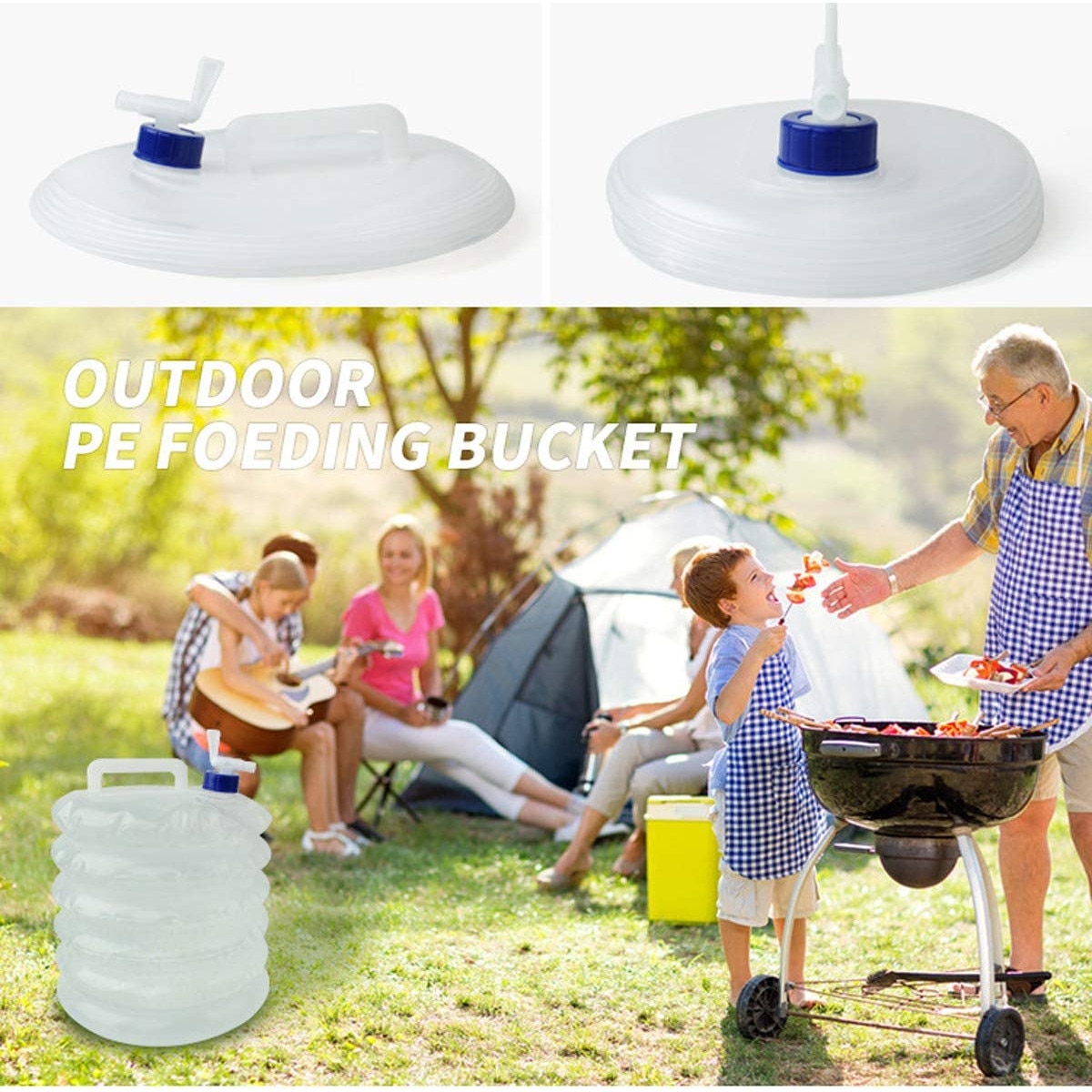 Set 2 bidoane de apa pliabile, Reutilizabile, Pentru camping, 5 l - eMAG.ro