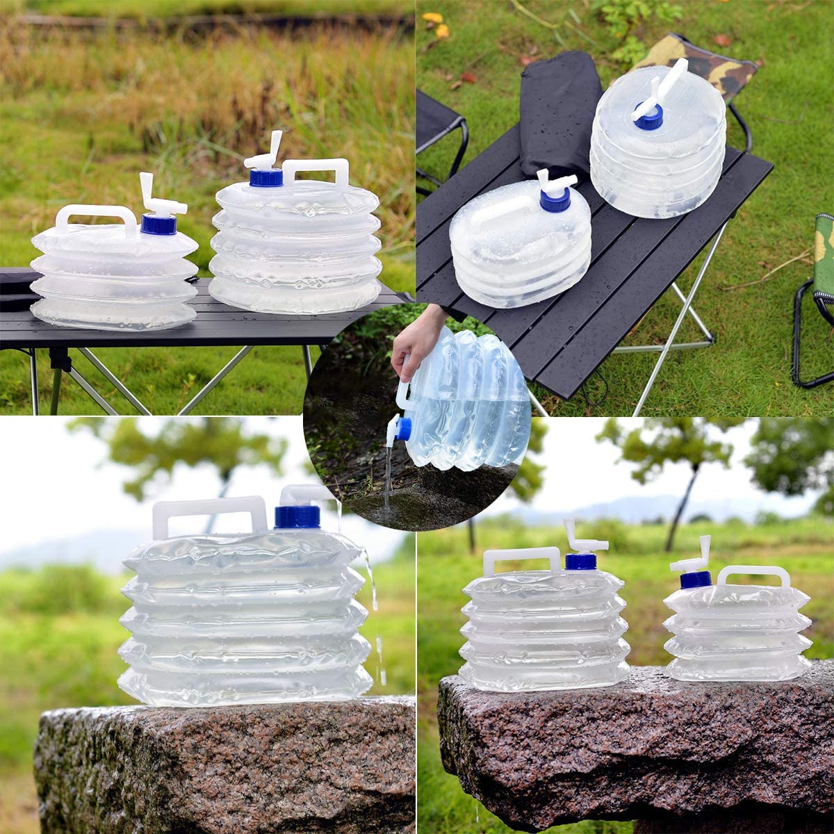 Set 2 bidoane de apa pliabile, Reutilizabile, Pentru camping, 5 l - eMAG.ro