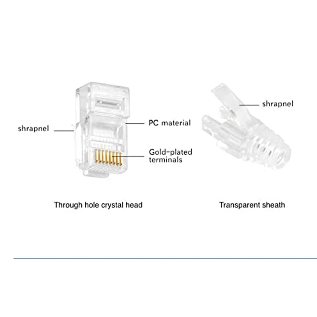 Set de instrumente de sertizare RJ45, Otel, 50 conectori CAT6, 50 ...