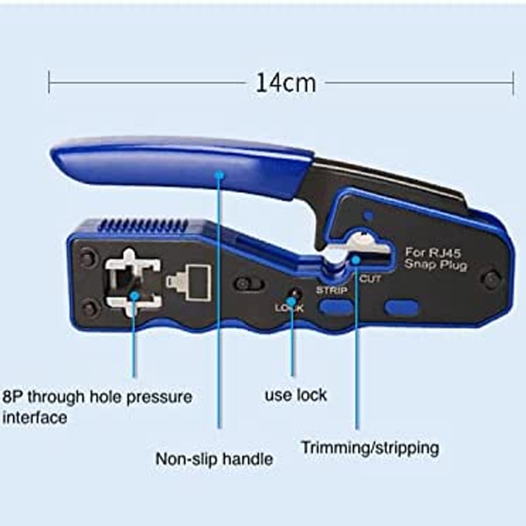 Set de instrumente de sertizare RJ45, Otel, 50 conectori CAT6, 50 ...