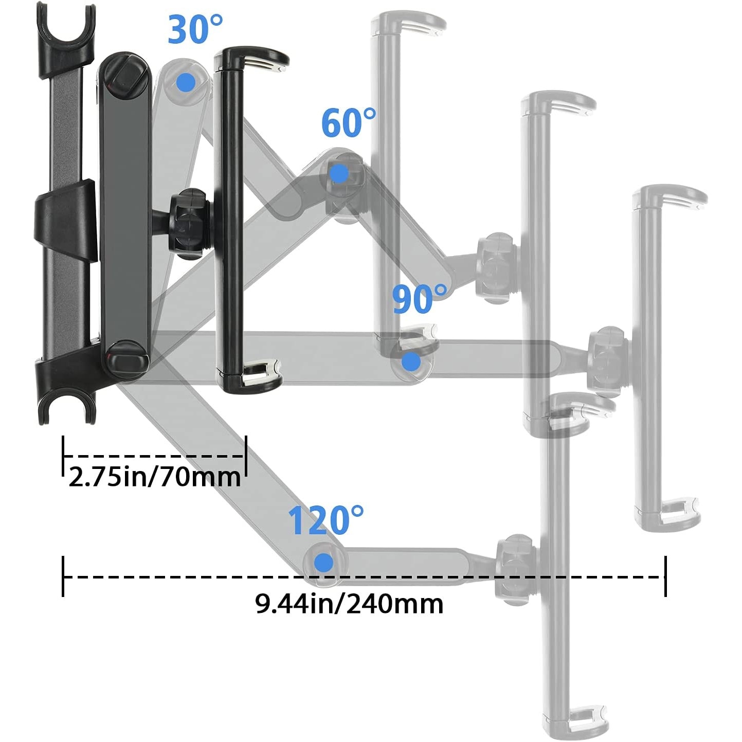 Suport tableta auto, Universal, 4-11 inch, Negru - eMAG.ro