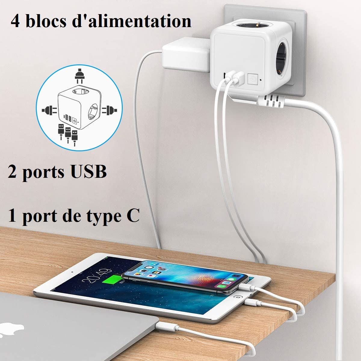 Priza alimentare 7 in 1, USB, Alb - eMAG.ro