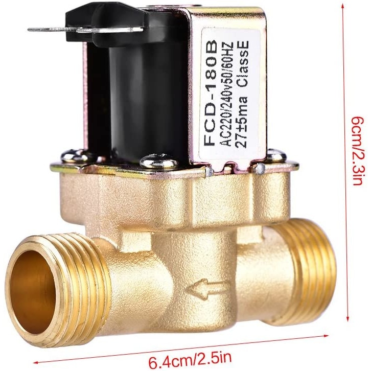 Електромагнитен вентил, 220V, месинг, 6 см, Златист - eMAG.bg