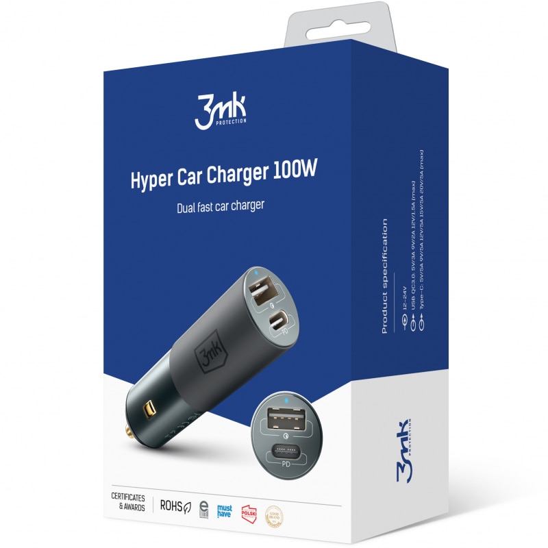 Incarcator Auto 3MK, HyperCharger, Quick Charge, 100W, 1 X USB - 1 X ...