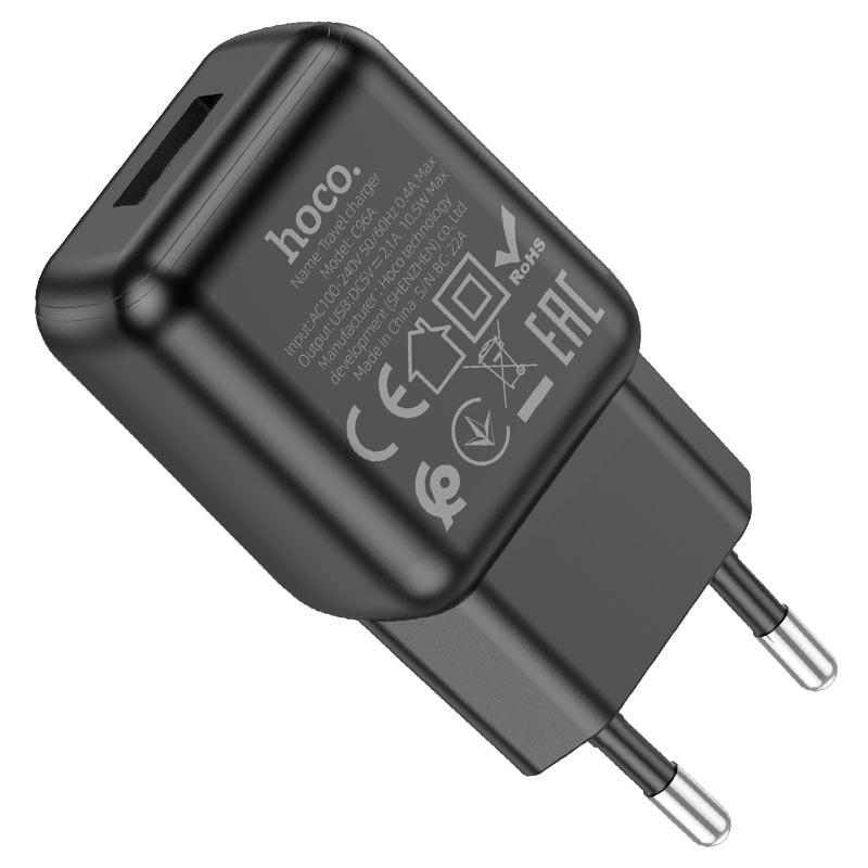 Incarcator Retea HOCO, C96A, 2.1A, 1 X USB, Negru - eMAG.ro