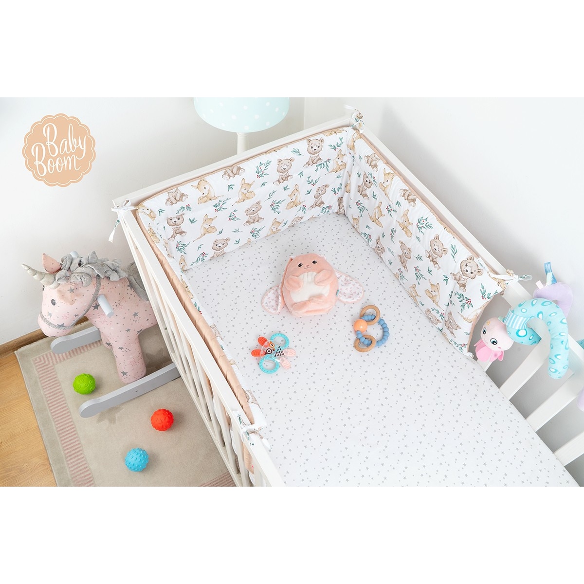 Aparatoare laterala patut bebe, Babyboom, Model ursulet, Multicolor ...