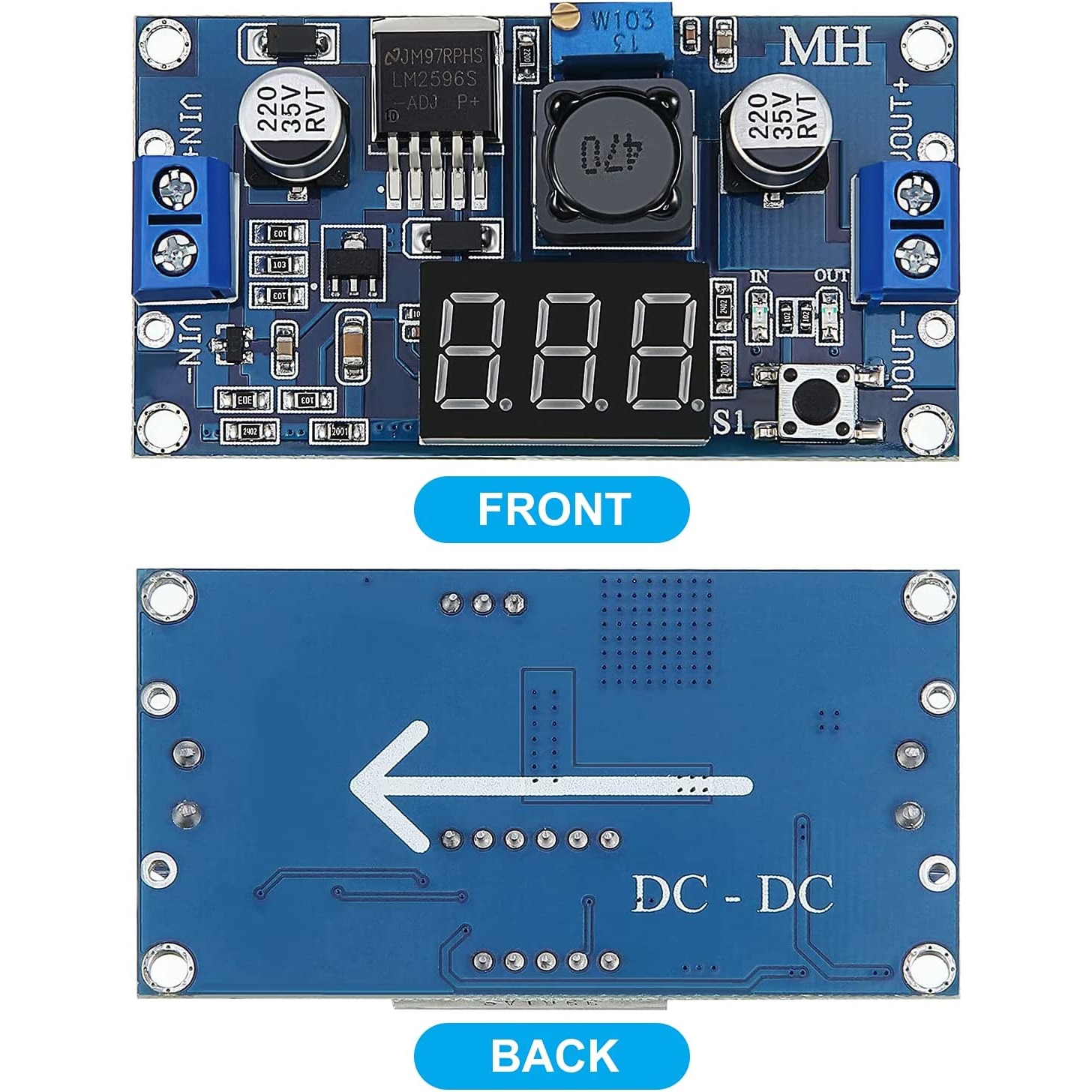 Set 2 convertoare de tensiune, DC-DC, LED, 6 x 3.4 x 12 cm, 2.5V~40V, Albastru - eMAG.ro