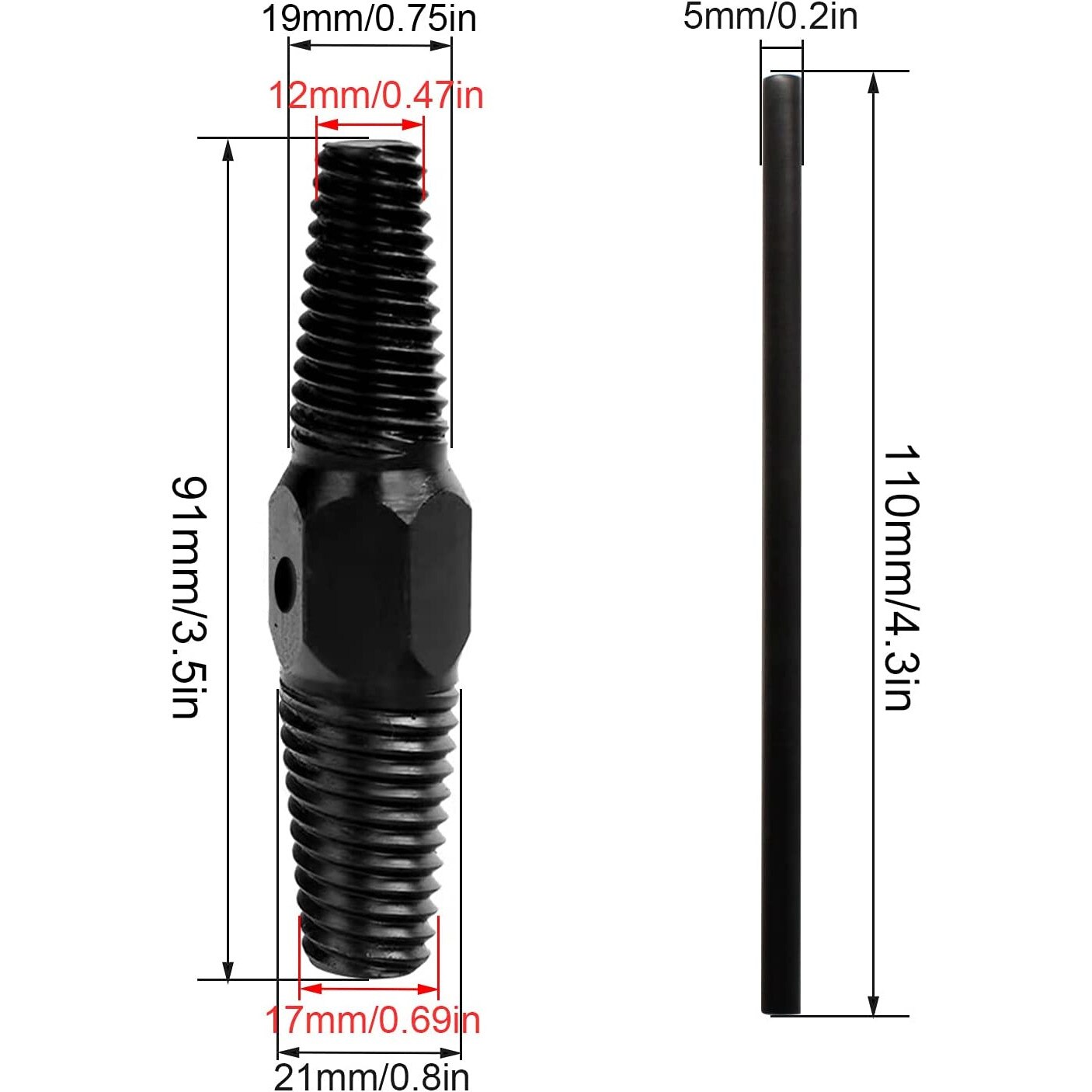 Extractor cu surub cu cap dublu, Otel, Negru - eMAG.ro