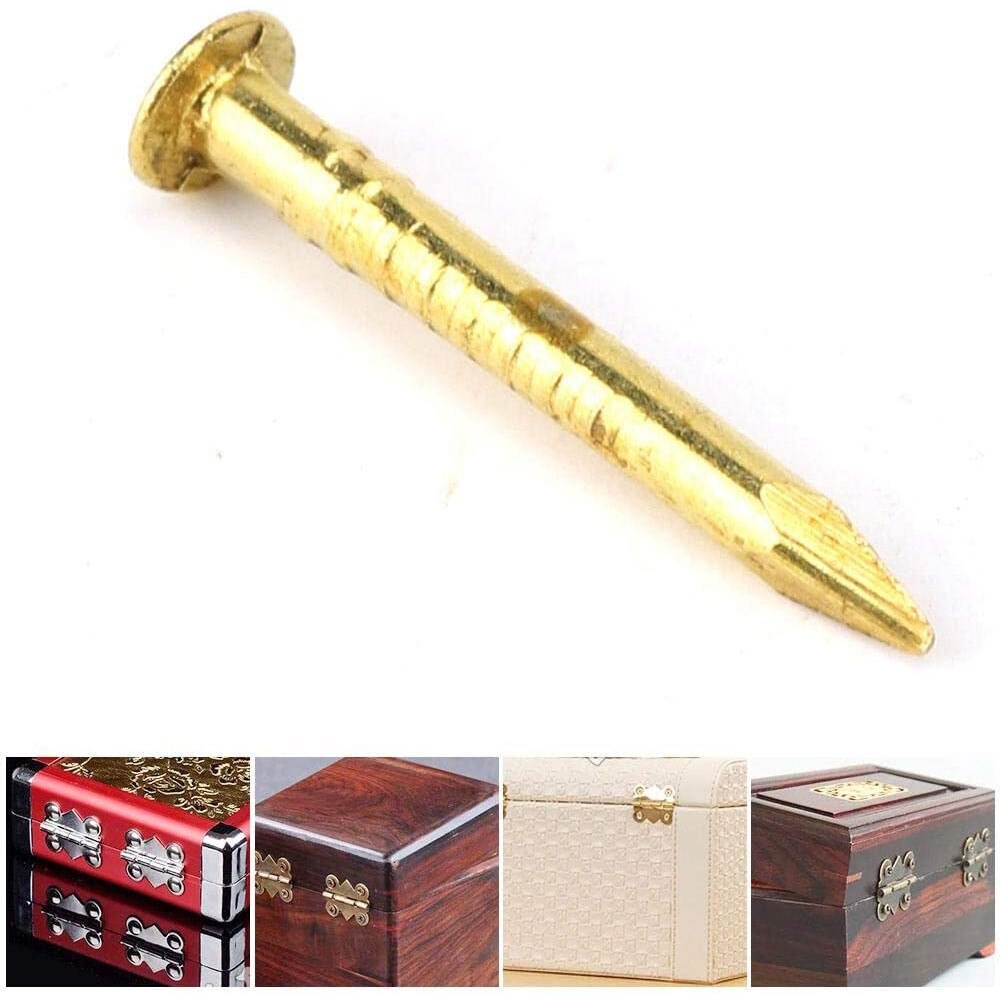 Set 80 cuie cu cap rotuind, Alama, Auriu, 15 mm - eMAG.ro