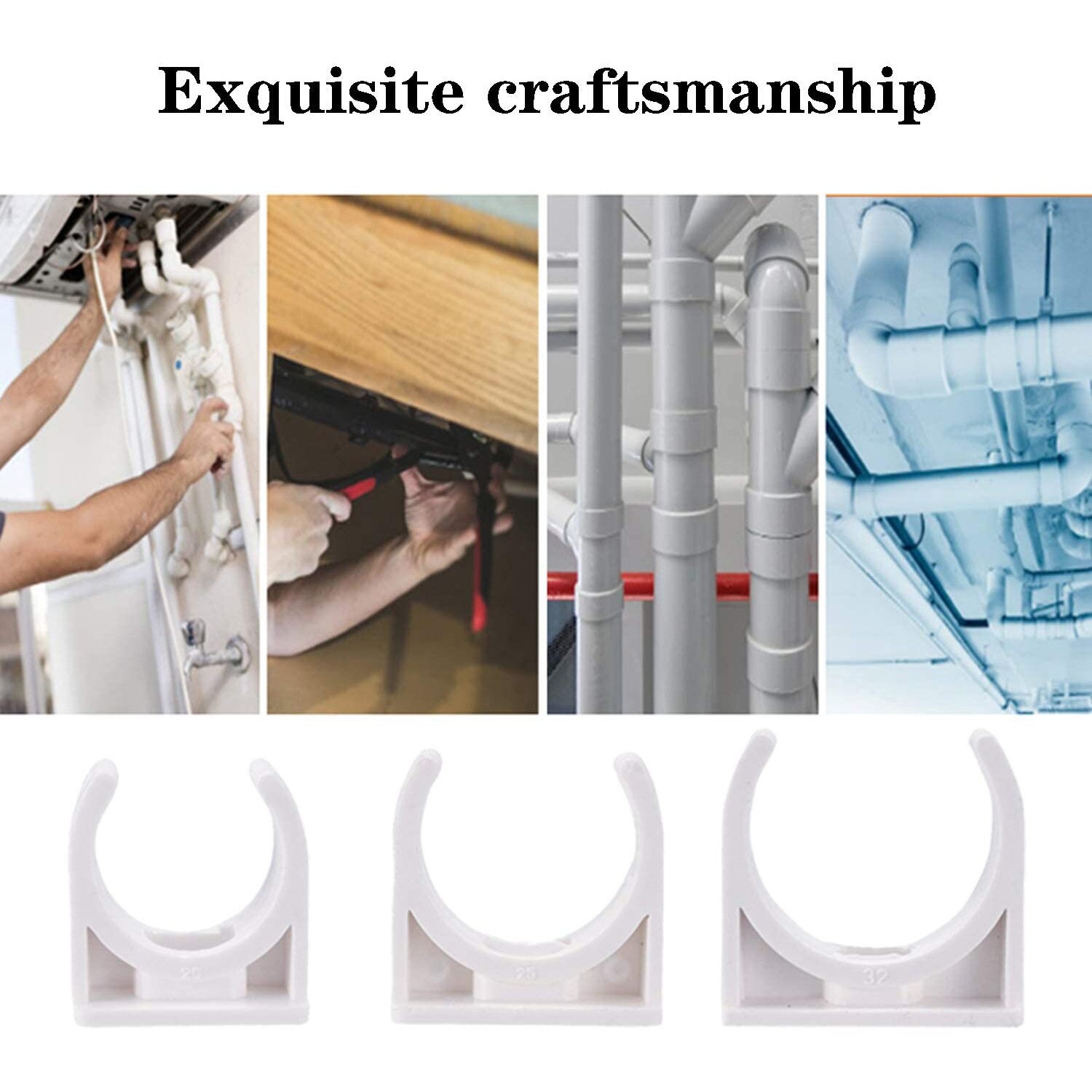 Set 50 cleme pentru tevi, PVC, 20/25/32 mm, Alb - eMAG.ro