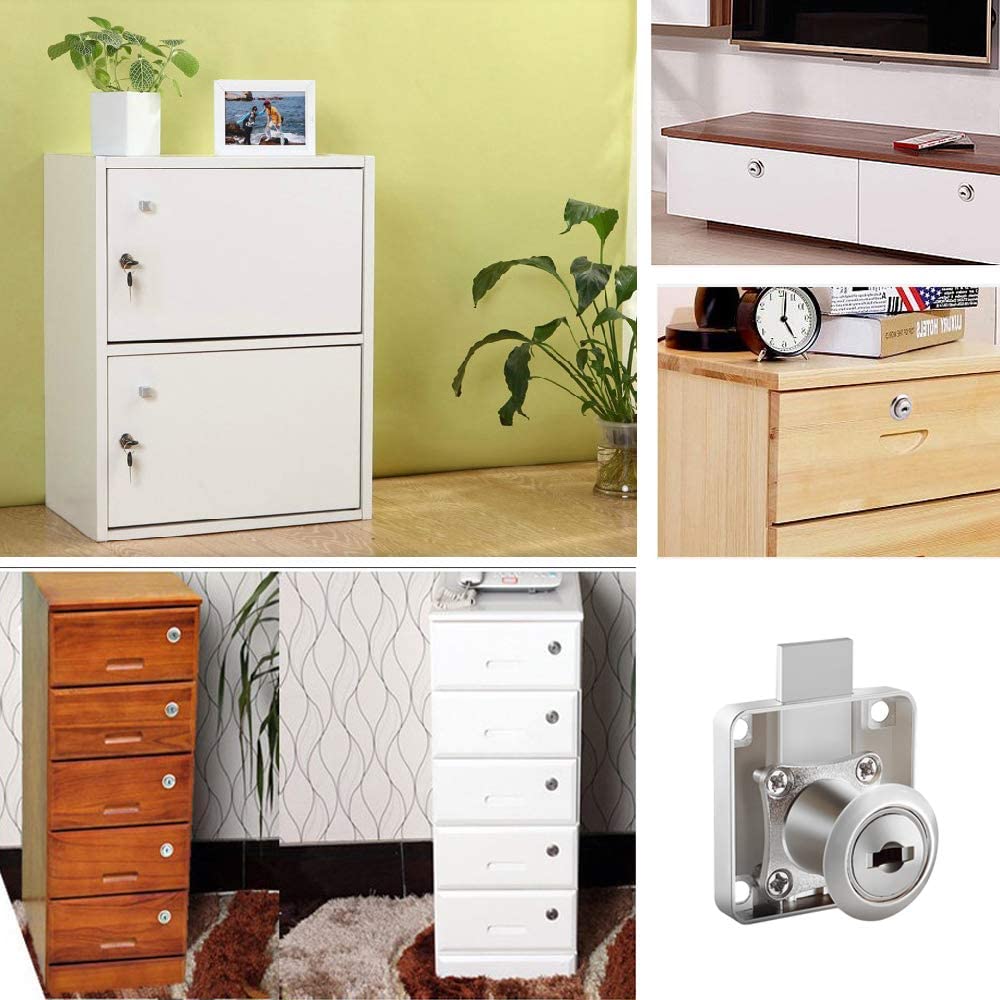 Set 2x incuietoare pentru dulap cu chei, Aliaj de zinc, Argintiu - eMAG.ro