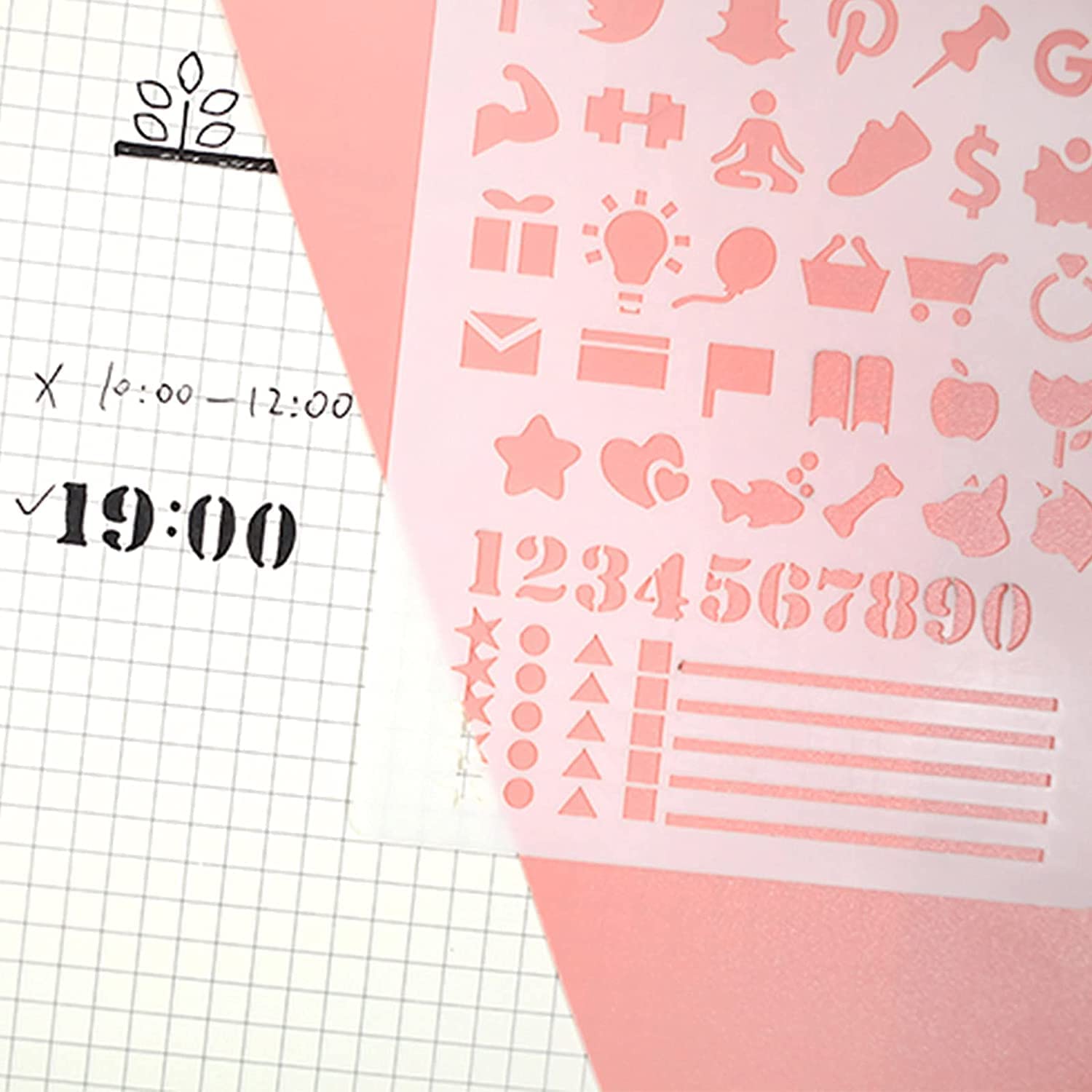 Set 12 sabloane pictura, Reutilizabil, Plastic, Alb - eMAG.ro