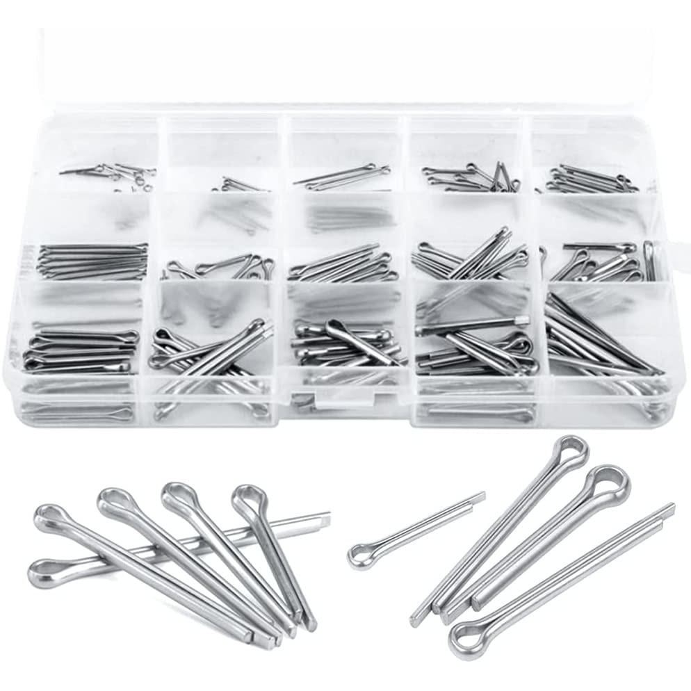 Set 150 stifturi de blocare, Inox, 15 dimensiuni diferite, Argintiu ...