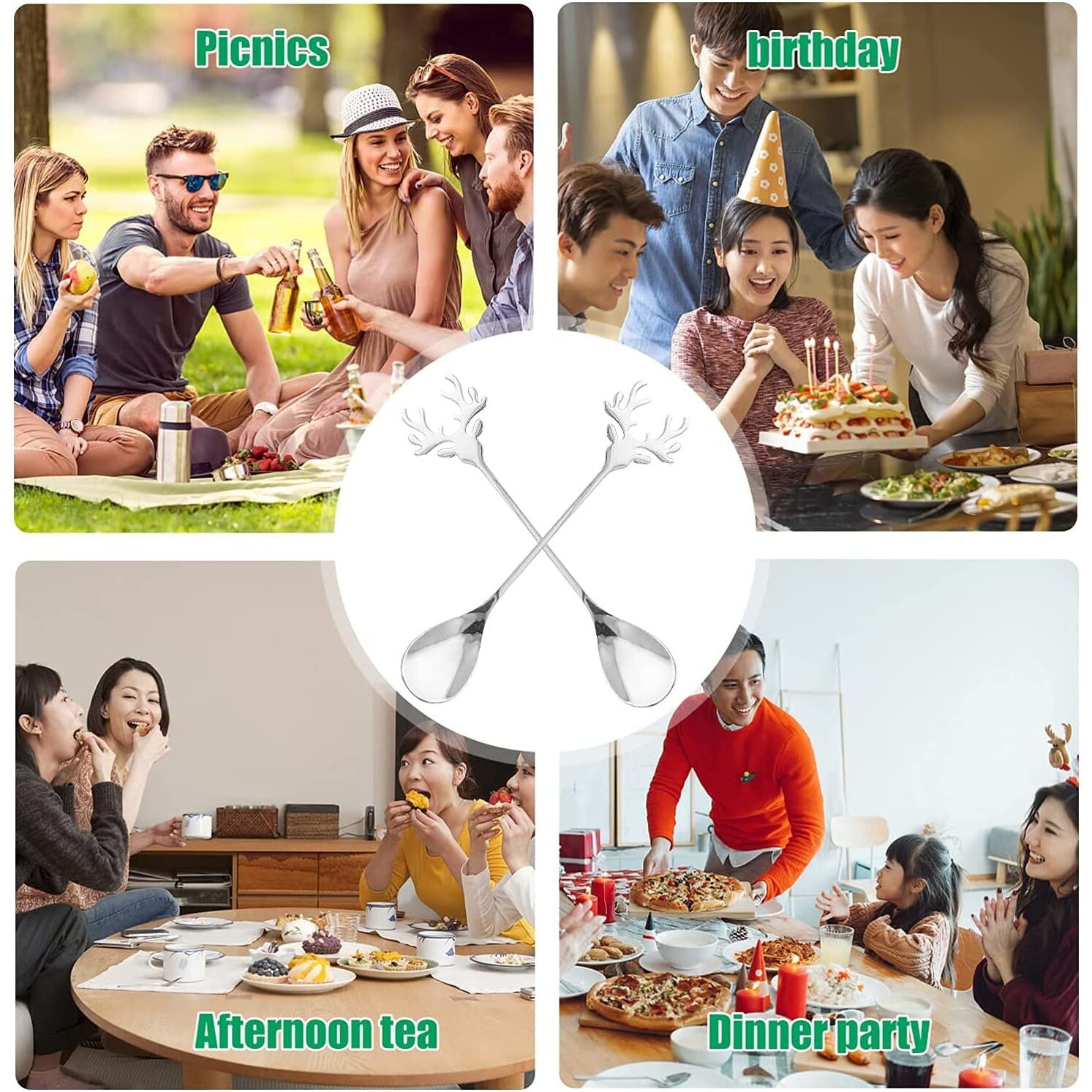 Set 6 ligurite pentru desert in forma de ren, Inox, Argintiu - eMAG.ro