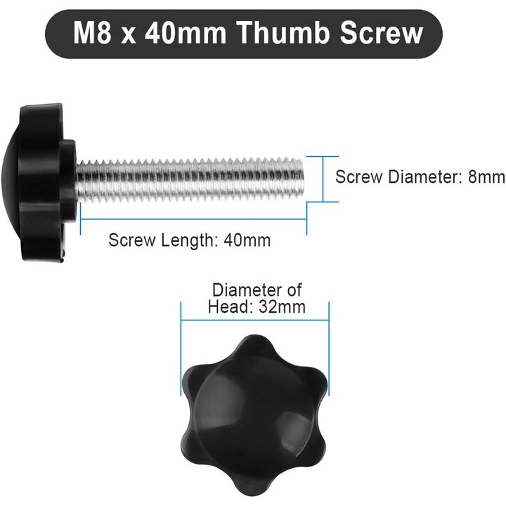 Set 15 suruburi cu stea, 40mm, Plastic, Negru - eMAG.ro