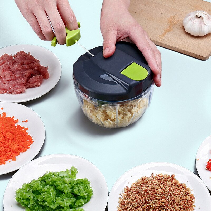 Tocator manual pentru legume si fructe, Plastic/Inox, Verde/Gri - eMAG.ro