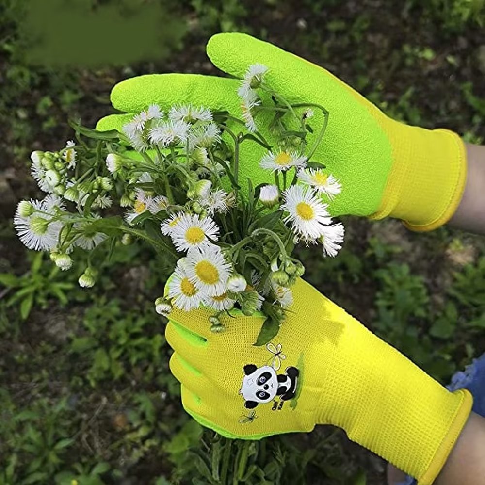 Manusi de gradinarit pentru copii, Latex, Verde/Galben, 3-6ani - eMAG.ro