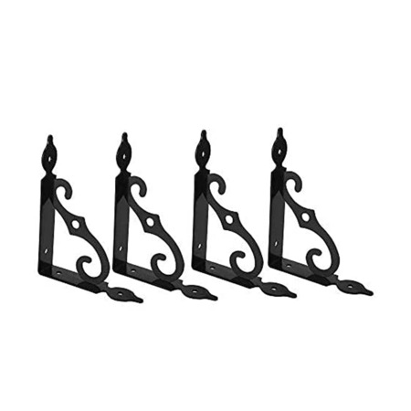 Set 4 console pentru rafturi, Fier, 140x110 mm, Negru - eMAG.ro