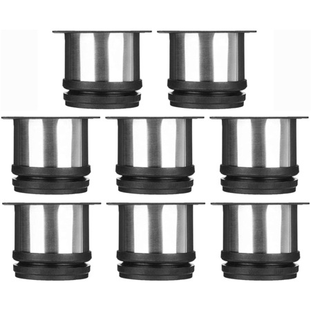 Set 8 picioare mobila, Inox/PP, Reglabile, 50 x 50 mm, Argintiu/Negru ...