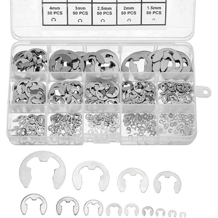 Set 400 saibe blocare, Inox, 1.5-15 mm, Argintiu - eMAG.ro