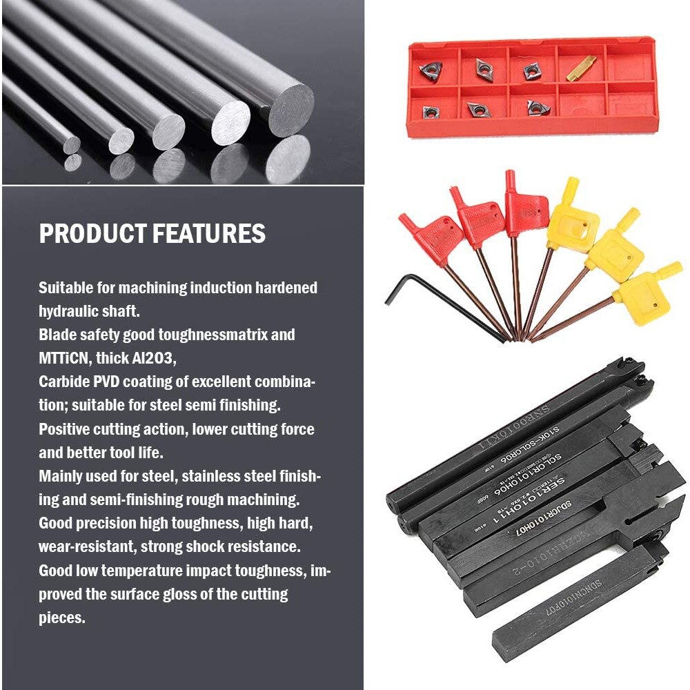 Set cutite de strung cu placute amovibile, Invelis carbura, 21 piese ...