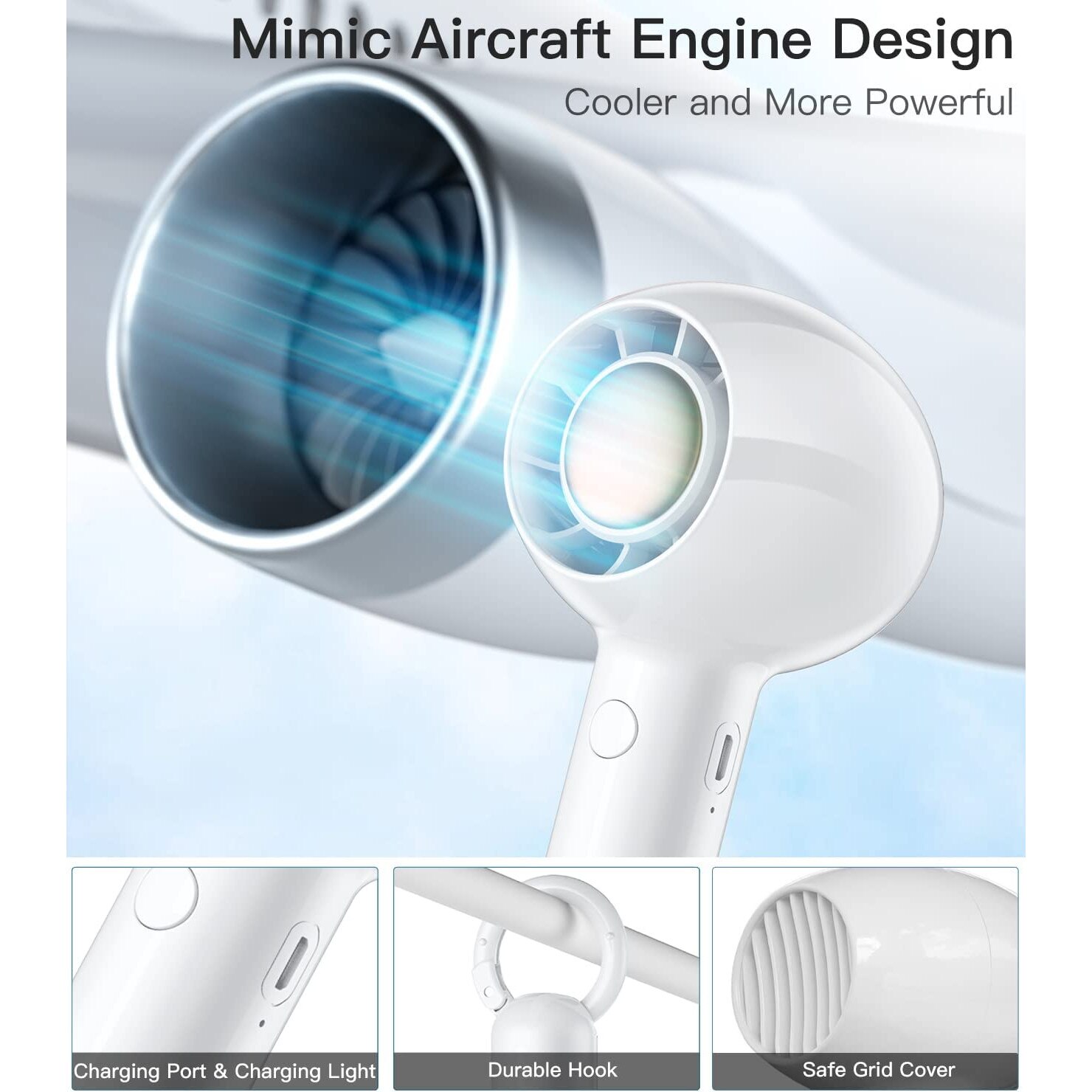 Mini ventilator de mana, Incarcare USB, Alb - eMAG.ro
