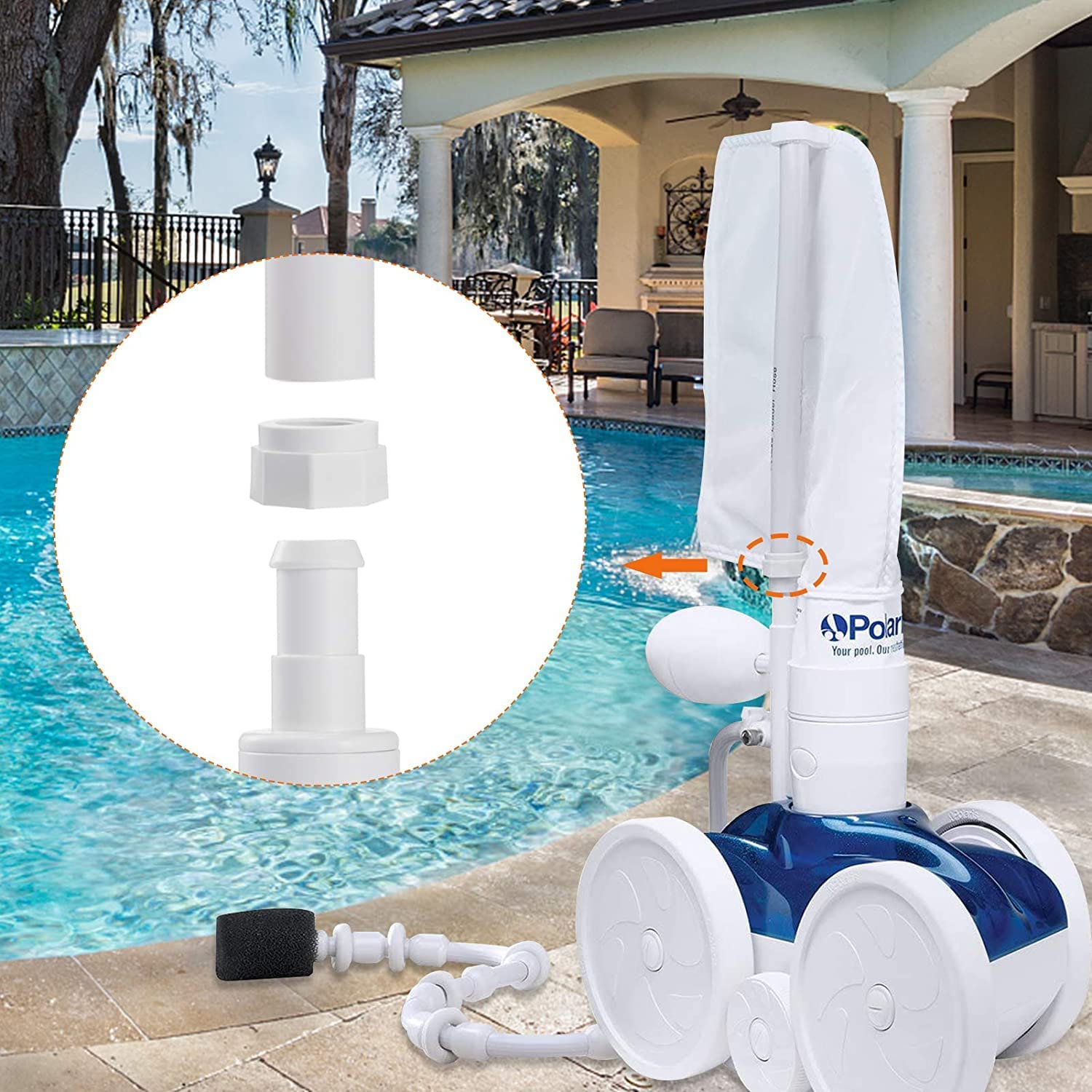 Set 3 conectori rotativi pentru furtun piscina, 6 fitinguri, Plastic ...