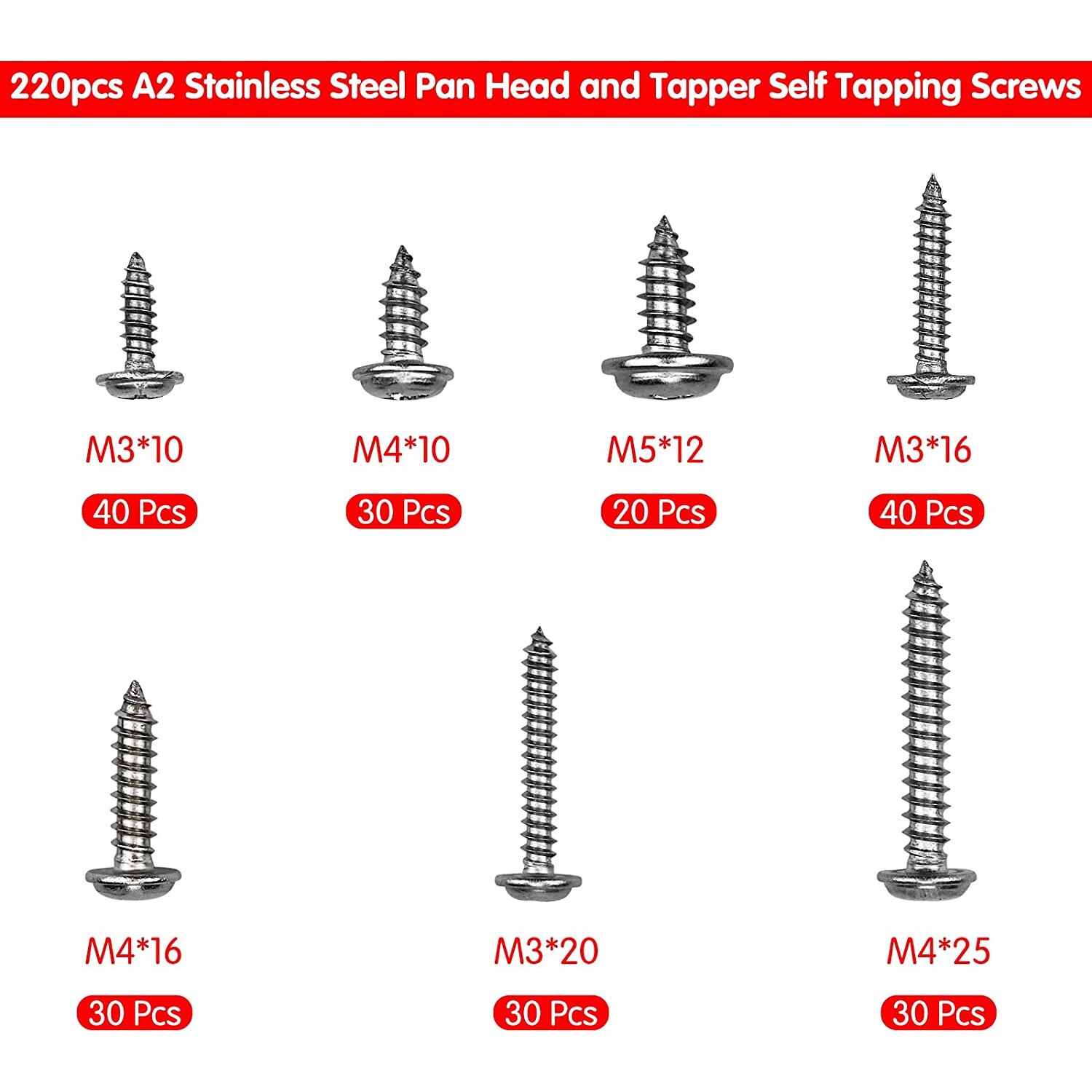 Set suruburi cu cap rotun, M3 M4 M5, 220 bucati - eMAG.ro