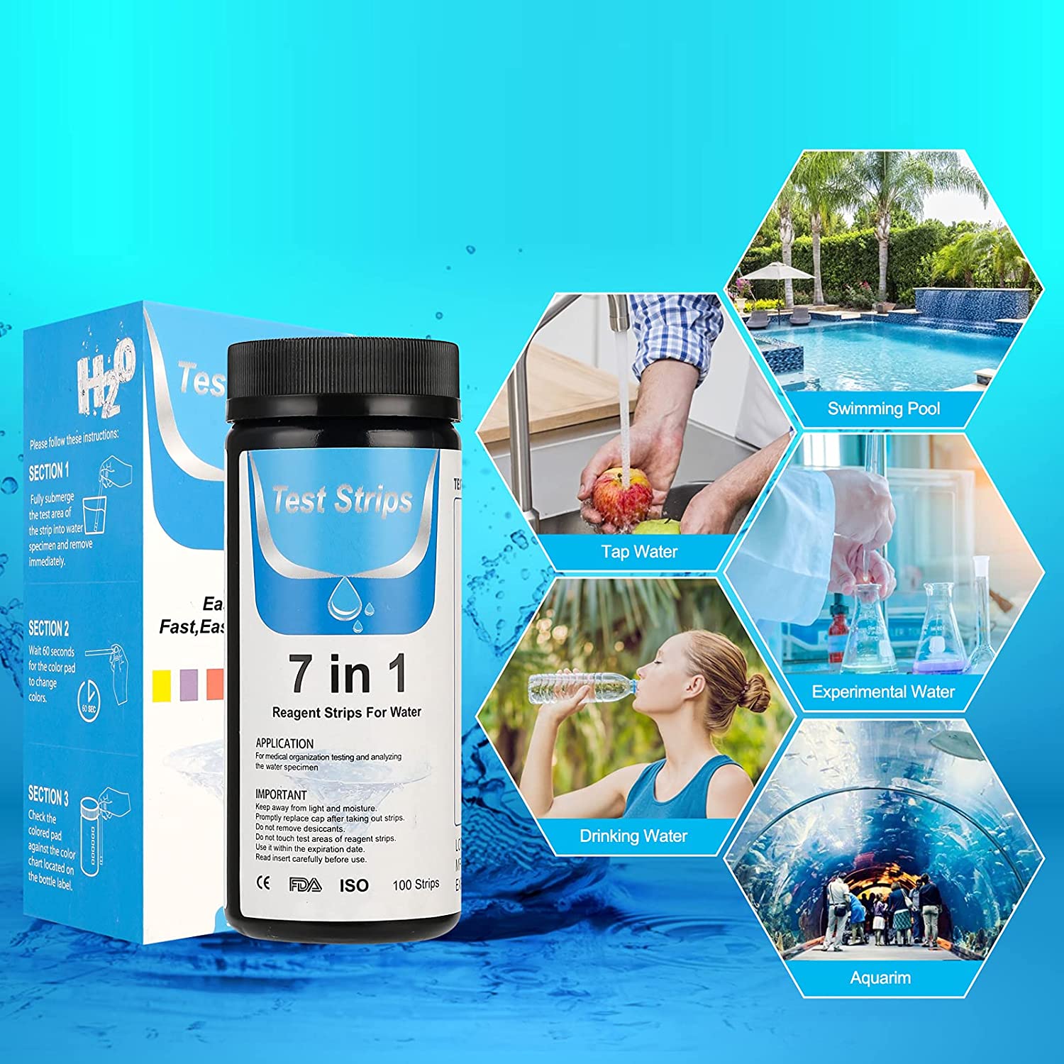 Benzi testare PH apa, Hartie, Alb - eMAG.ro