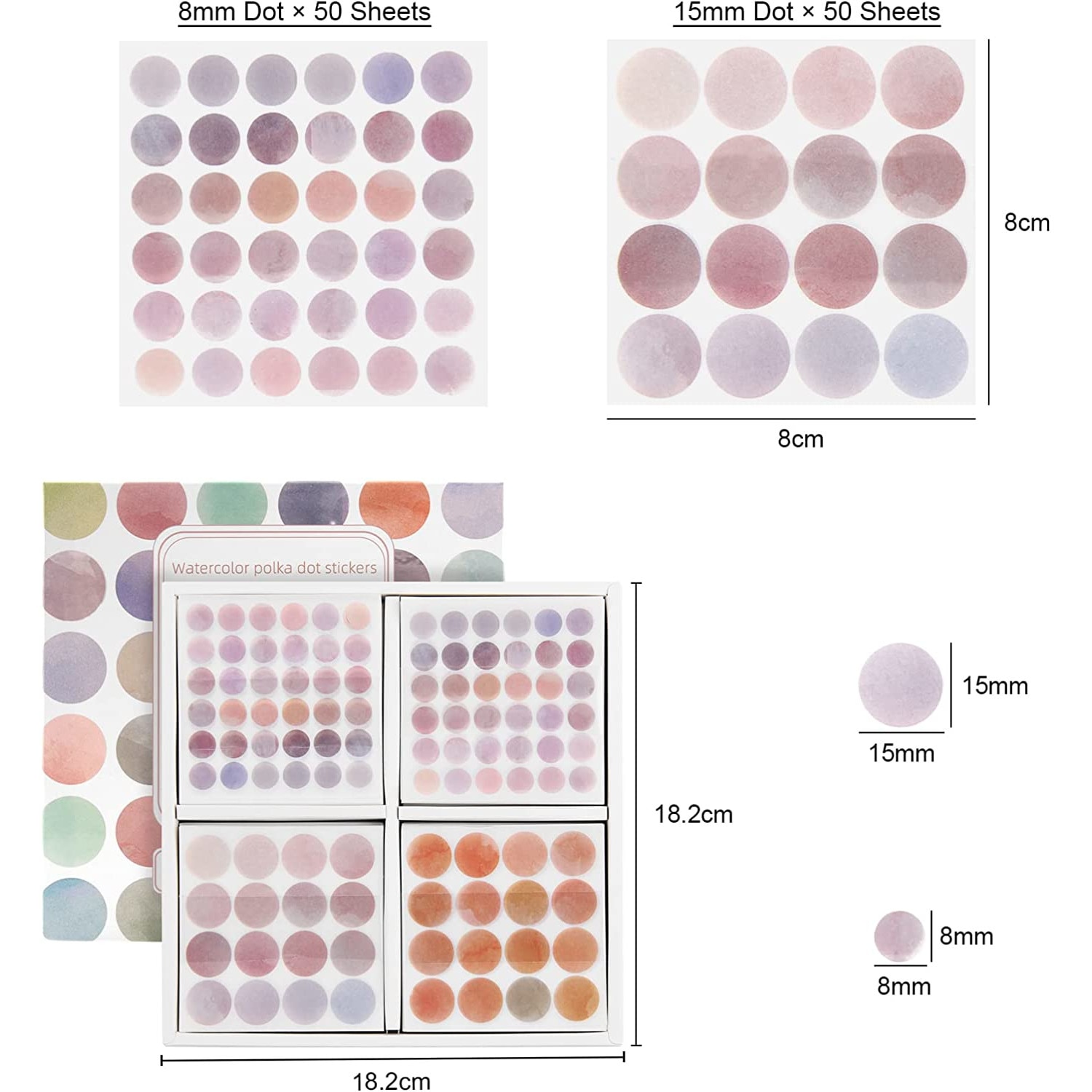 Set 100 coli buline autocolante pentru scrapbooking, 8 mm/15 mm ...