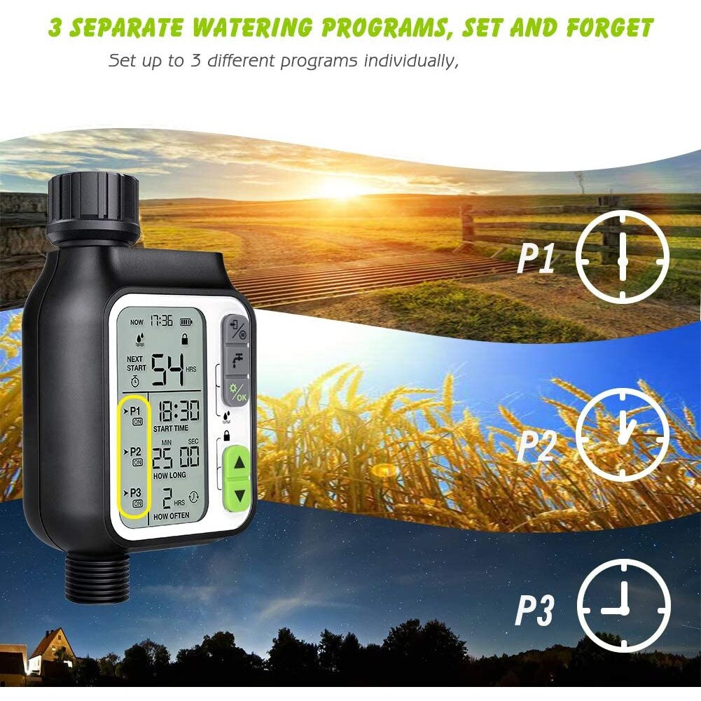 Programator automat irigare, Senzor de ploaie, 3 programe de stropire ...