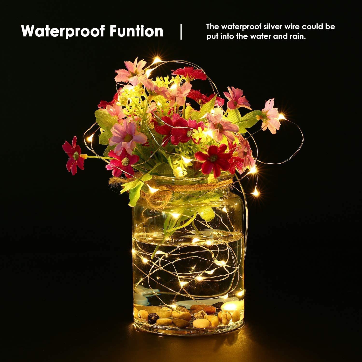 Set 12 Lumini LED cu baterii, 2 m, Galben - eMAG.ro