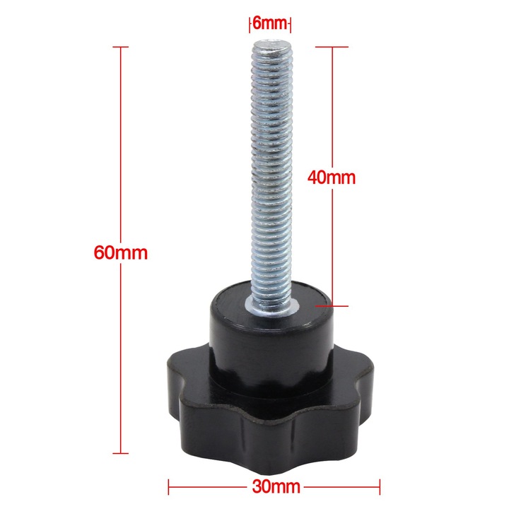 Surub moletat cu filet, Pentru echipamente mecanice, Plastic/Inox, 10 ...