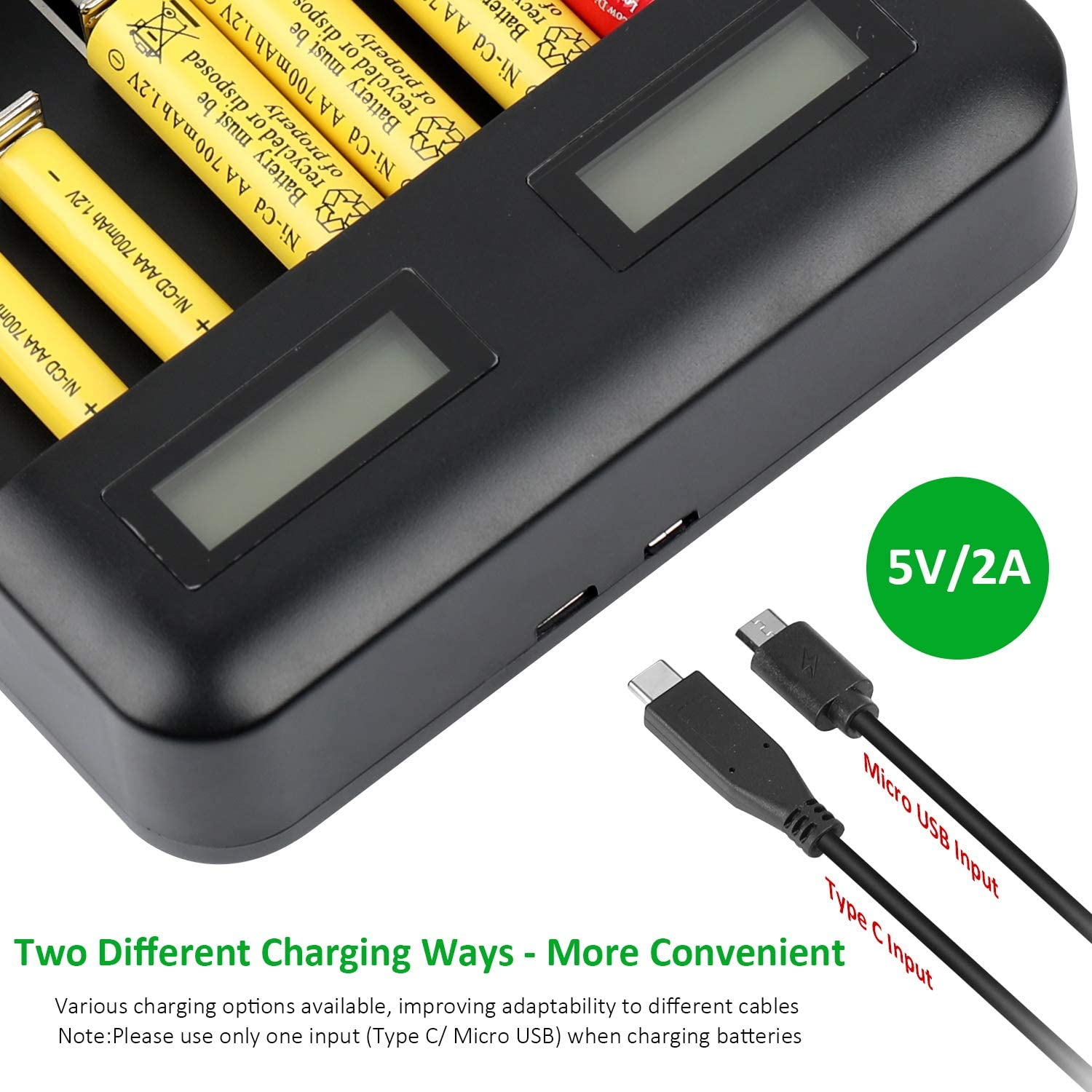 Incarcator universal pentru baterii, Capacitate 8 compartimente, AA/AAA ...